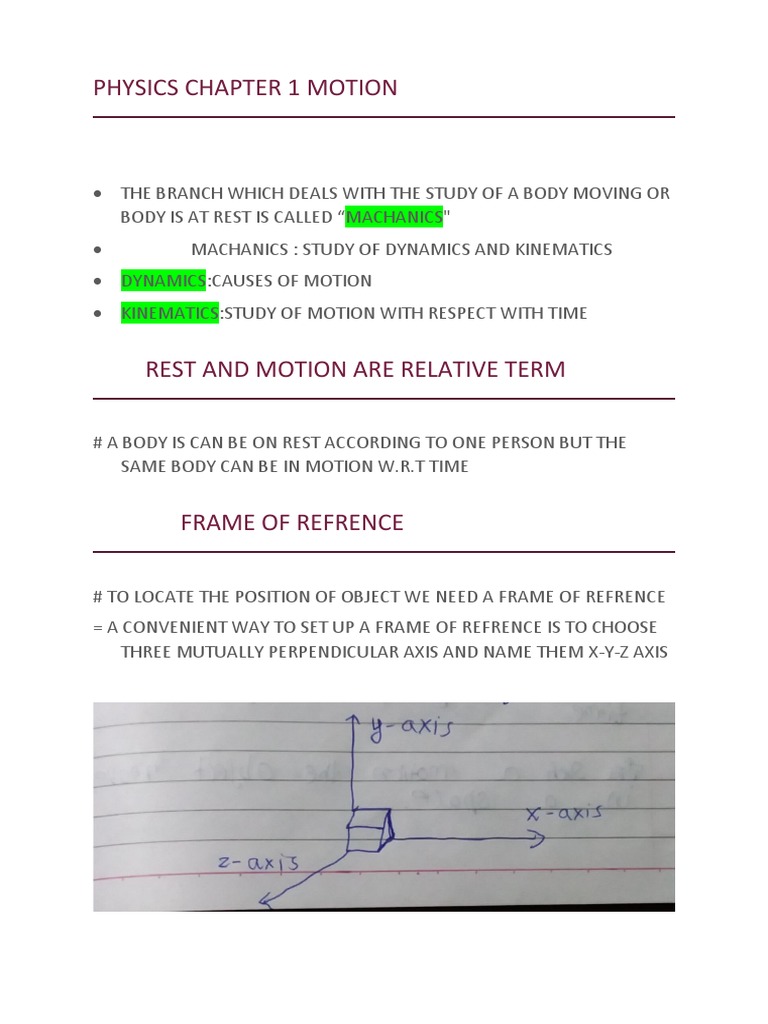 Physics Chapter 1 Motion | PDF | Velocity | Speed