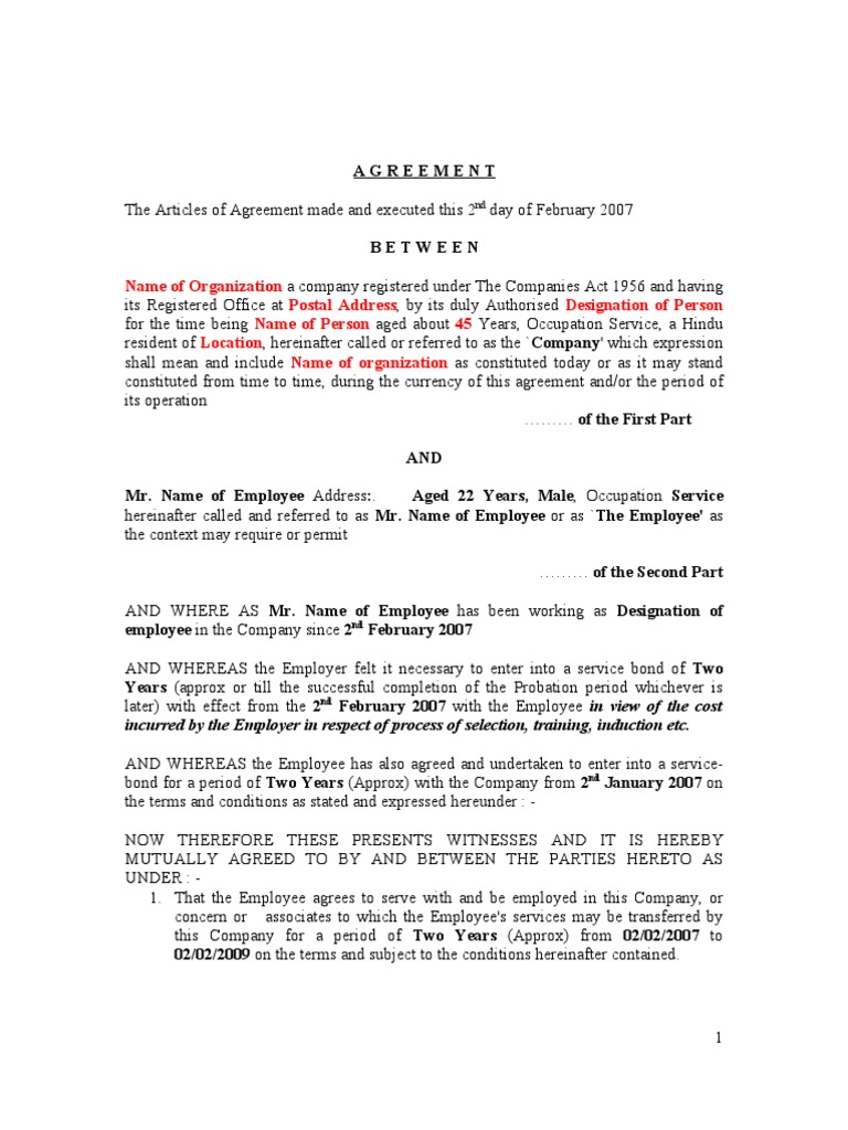 Employee+Bond+Agreement | Damages | Employment