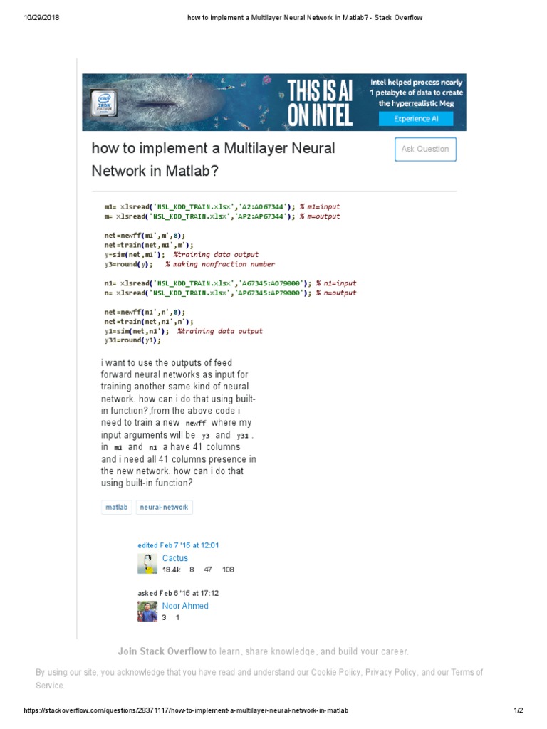 How To Implement A Multilayer Neural Network in Matlab - Stack Overflow ...