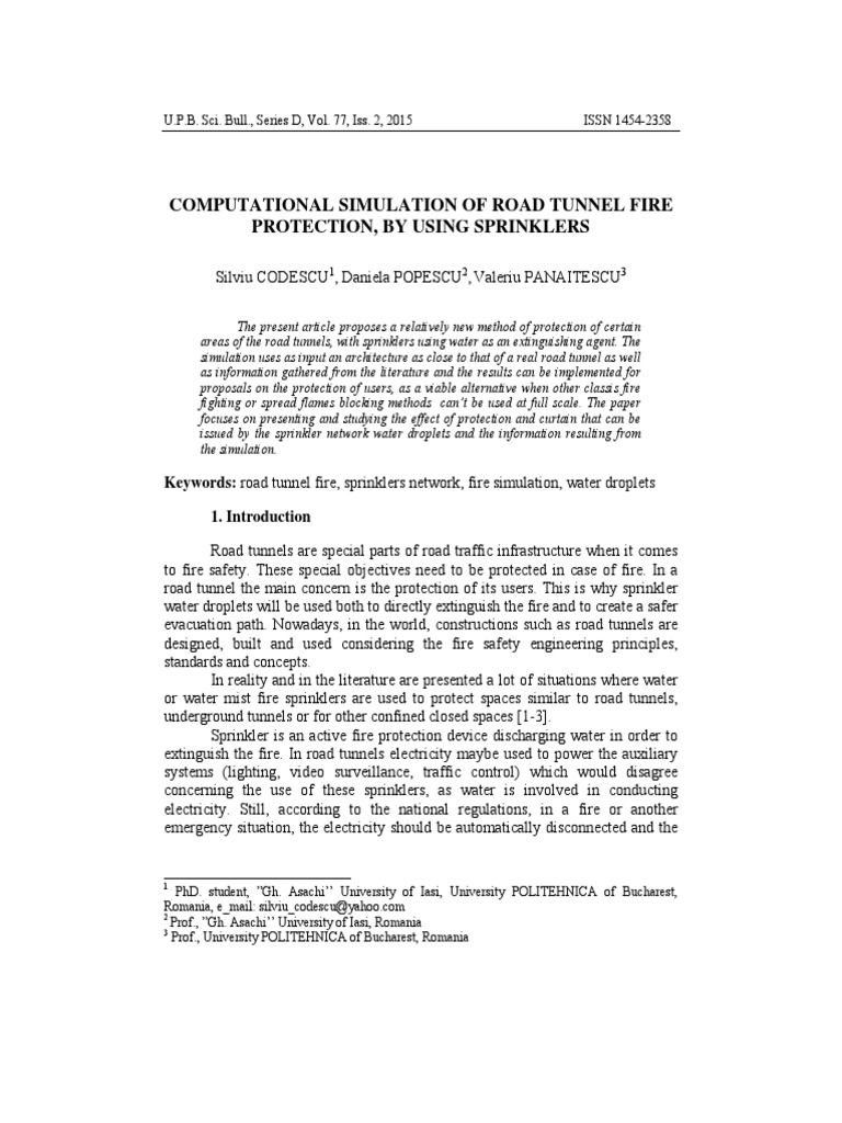 Computational Simulation of Road Tunnel Fire Protection, by Using ...
