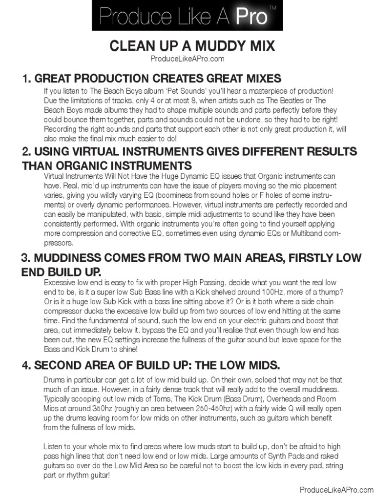 Muddy Mix Cheat Sheet | PDF | Equalization (Audio) | Guitars
