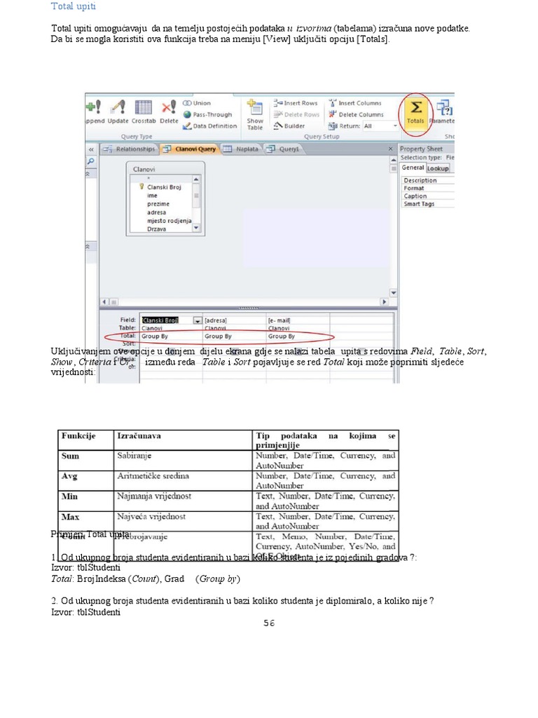 18.MS Access-Total I Parametarski Upiti | PDF