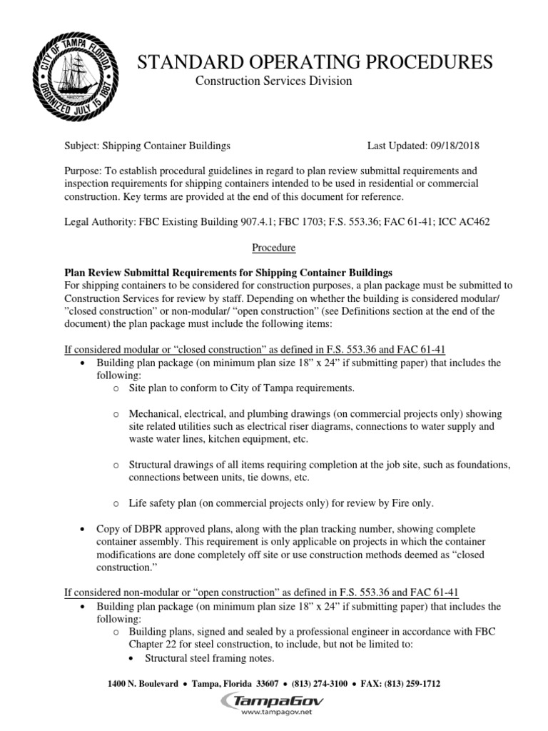 Standard Operating Procedures: Construction Services Division | PDF ...