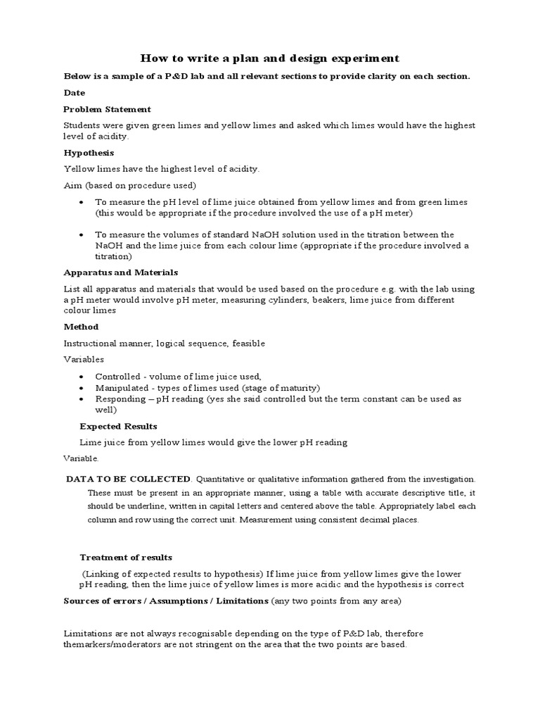 How To Write A Plan and Design Experiment | PDF | Ph | Titration