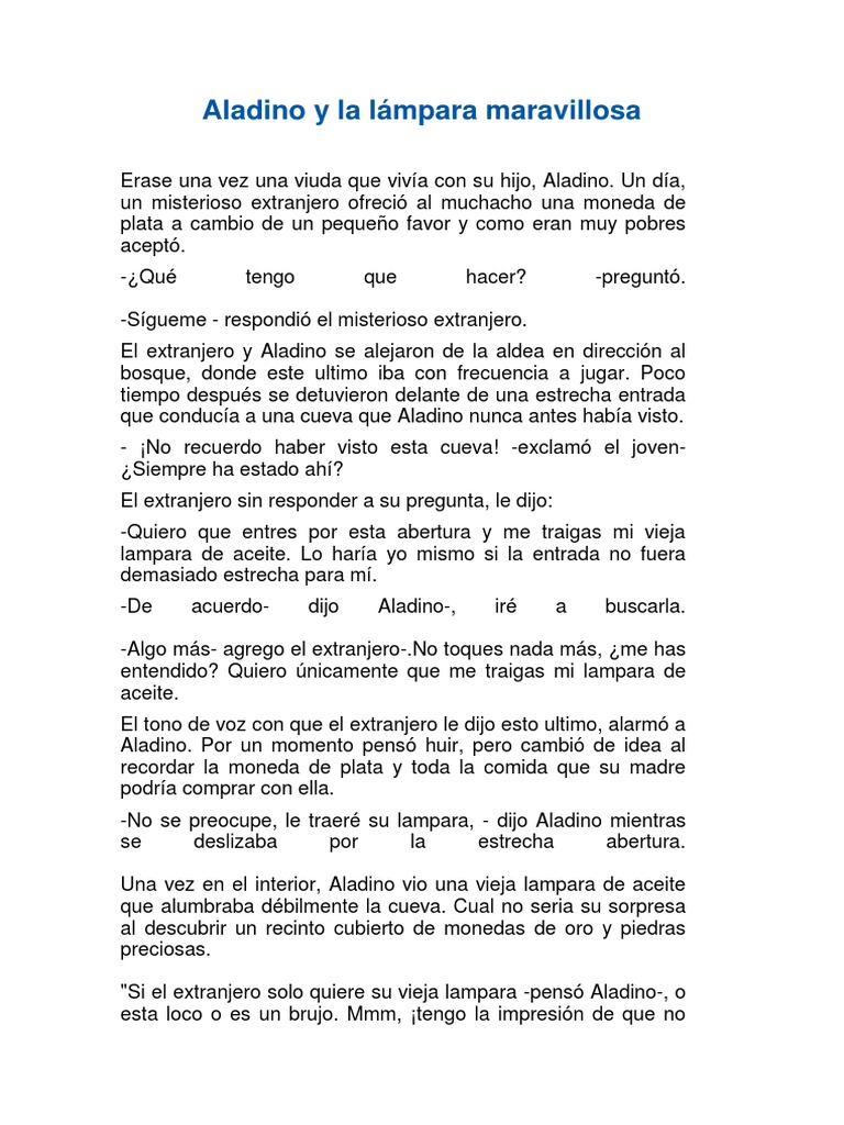 Aladino y La Lámpara Maravillosa | PDF | Genios