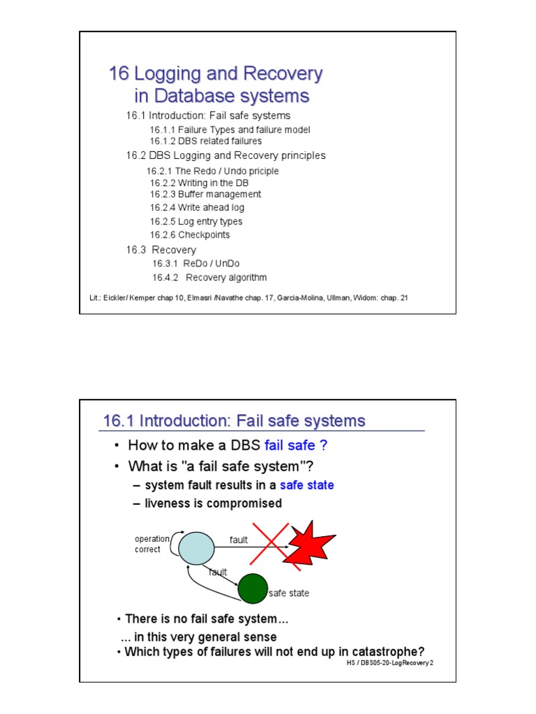 16 Logging And Recovery In Database Systems Pdf Database Transaction Computer Engineering