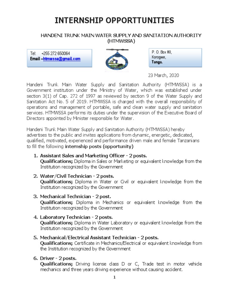 Job Advertisment - Internship | PDF | Diploma | Driver's License