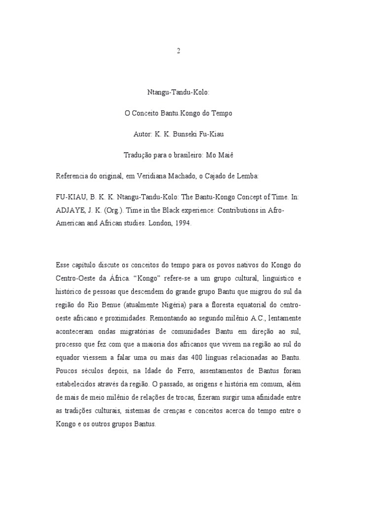 Cosmologia do Tempo entre os Bantu-Kongo | PDF | Tempo | Cosmologia