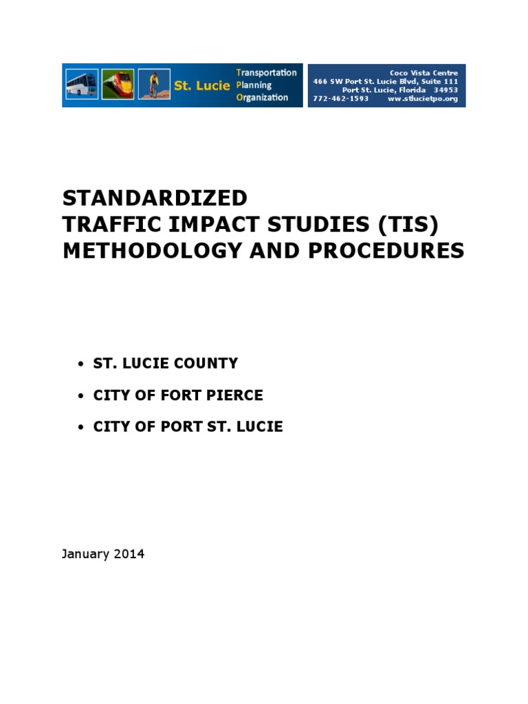 Standardized Traffic Impact Studies (Tis) Methodology and Procedures ...