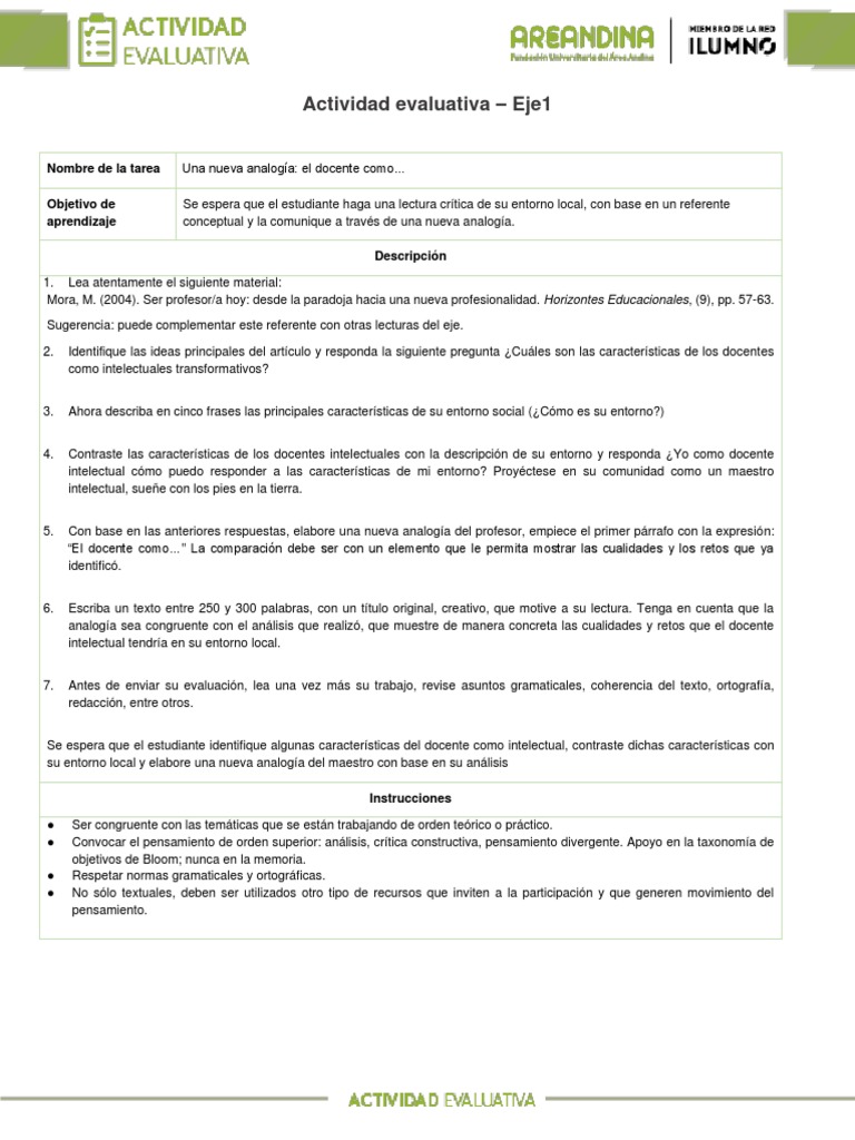 Actividad Evaluativa - Eje1 | PDF | Analogía | Maestros