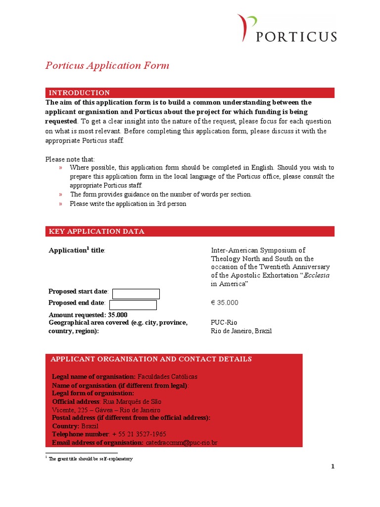 Translated Porticus Application Light - Version 18 | PDF | Catholic ...