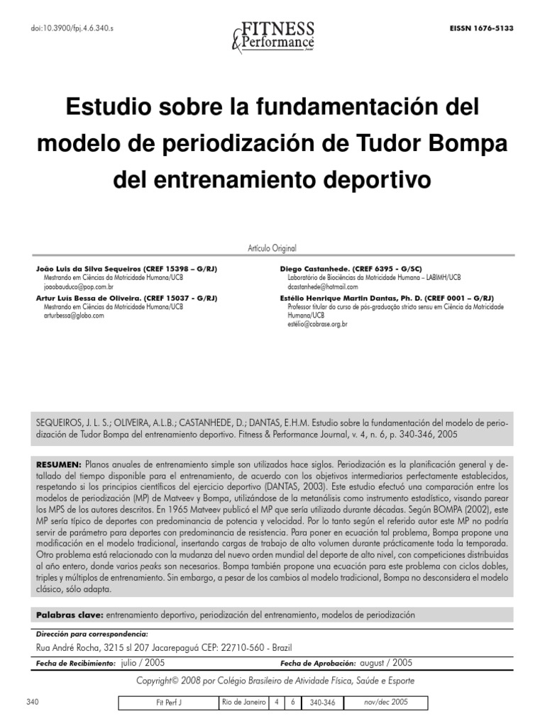 Estudio Sobre La Fundamentación Del Modelo de Periodización de Tudor ...