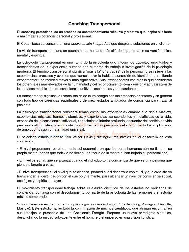 Coach Transpersonal | PDF | Psicología transpersonal | Yo