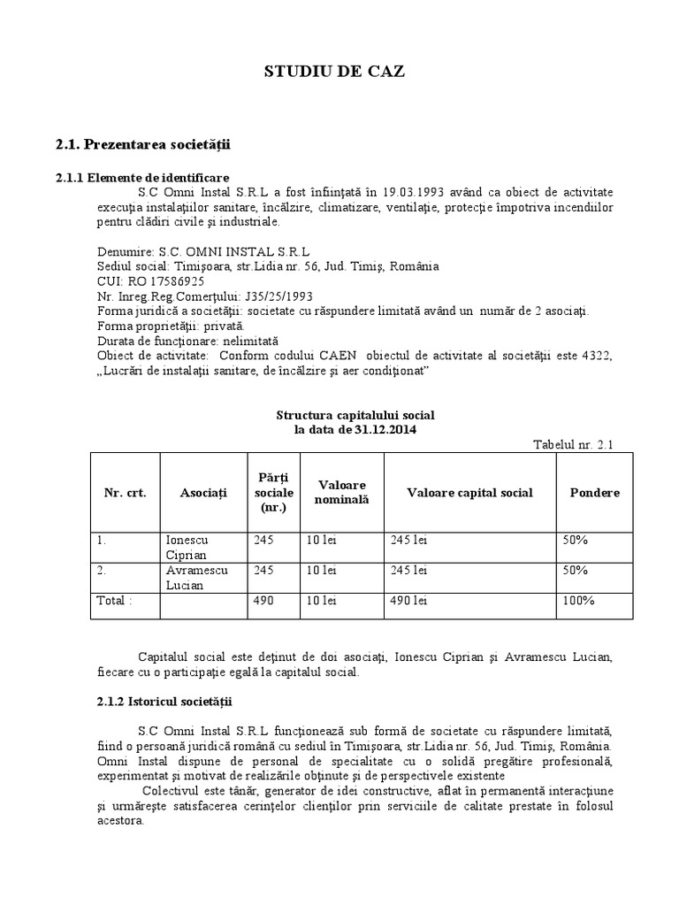 Model Prezentare Societate | PDF