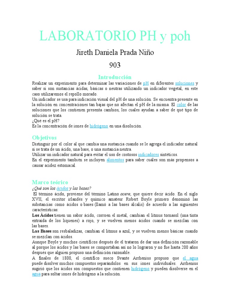 Experimento de pH con repollo morado | PDF | Ph | Ácido