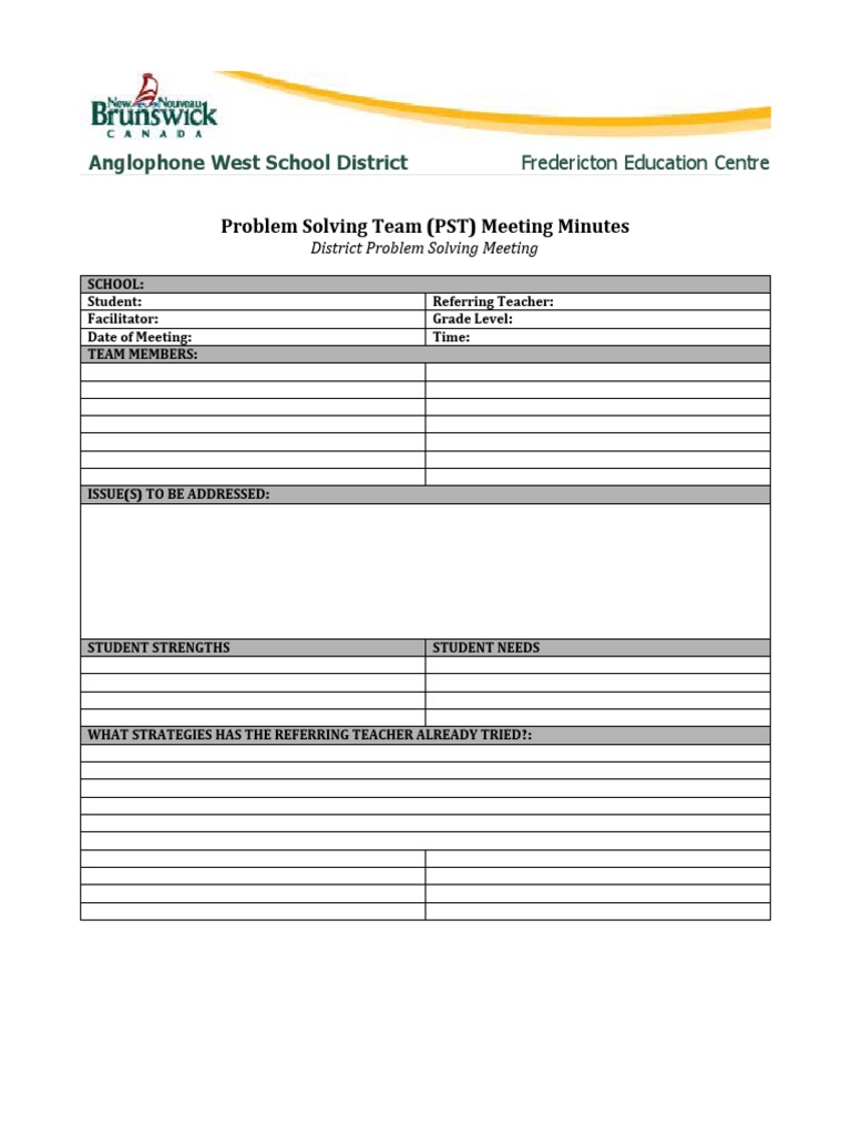 Asd-W Problem Solving Meeting Minutes Template | PDF