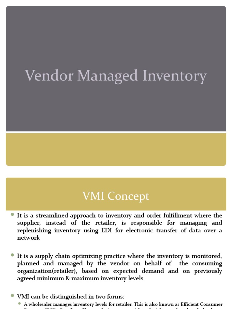 Vendor Managed Inventory | PDF | Inventory | Electronic Data Interchange