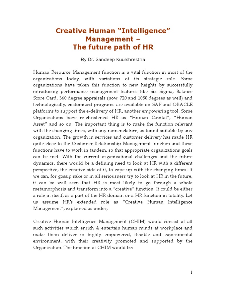 Creative Human Resource Management | PDF | Human Resource Management ...