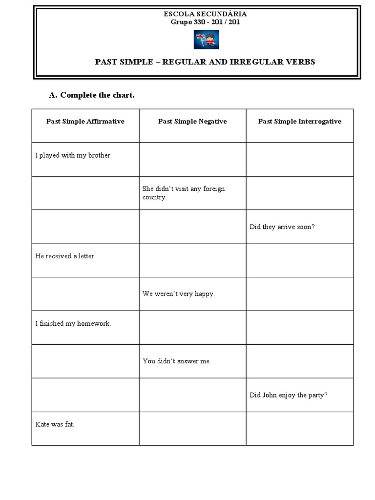 Ficha Trabalho Past Simple - 1 | PDF