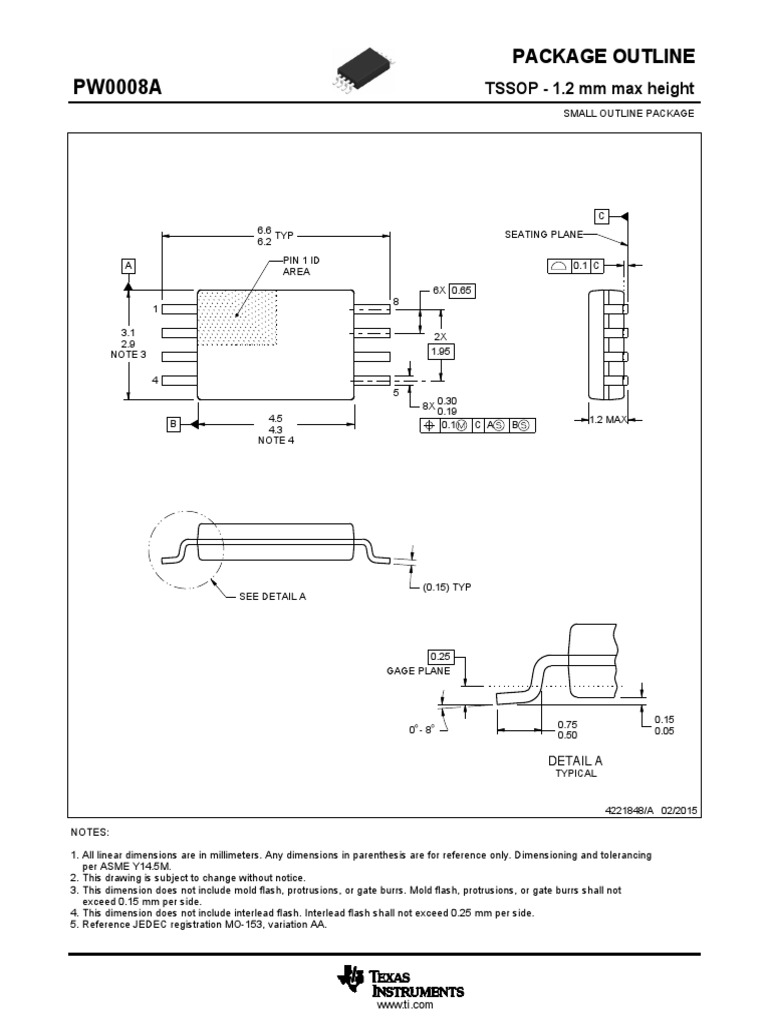 Package Outline: TSSOP - 1.2 MM Max Height | PDF | Intellectual ...