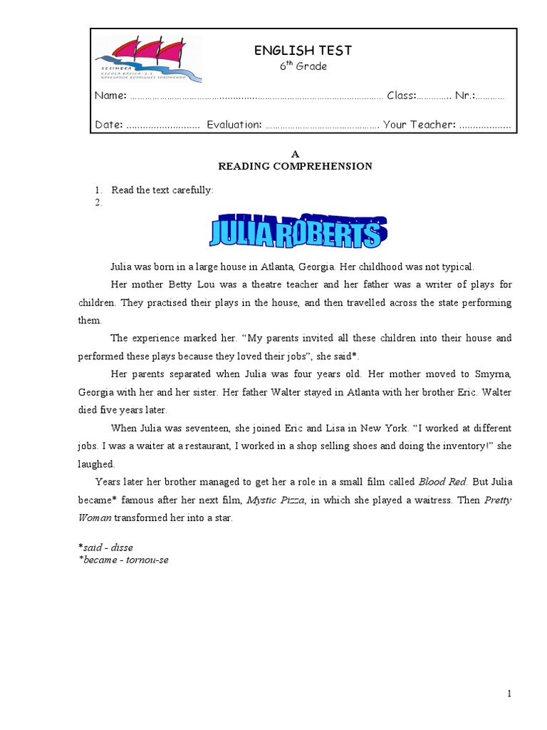 English Test: A Reading Comprehension | PDF | Rms Titanic | Transport