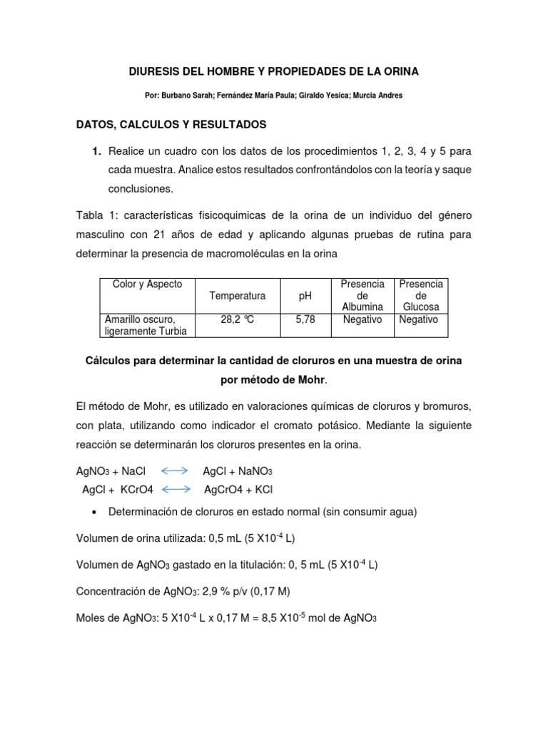 Características de la Diuresis en Hombres | PDF | Orina | Proteínas
