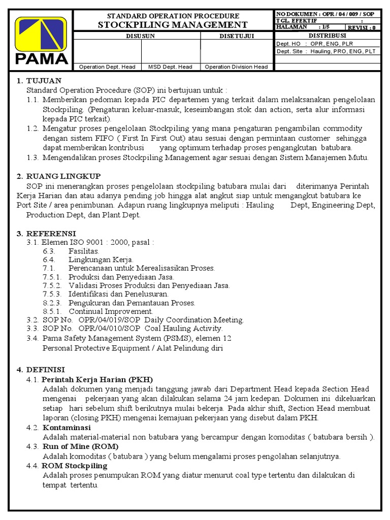 09 SOP Stockpiling Management Rev0 | PDF