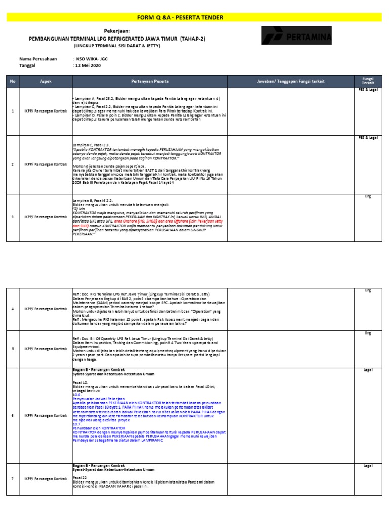 Sample Form Q&A Peserta | PDF