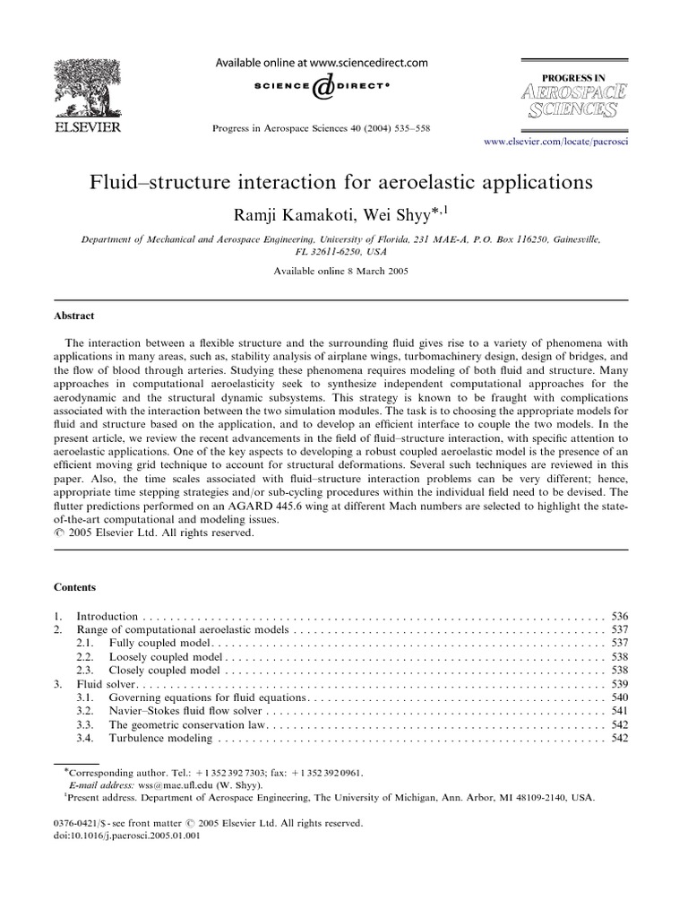 Fluid-Structure Interaction For Aeroelastic Applications: Ramji Kamakoti, Wei Shyy | PDF ...