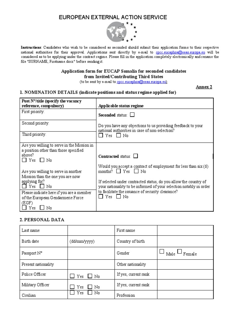 EUCAP Somalia Application Instructions | PDF | European Economic Area ...