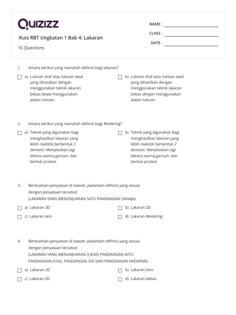 Kuiz Lakaran RBT | PDF