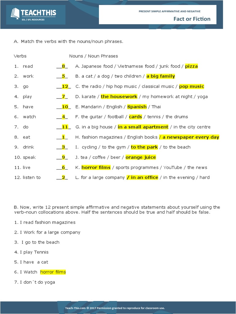 Fact or Fiction: Esl / Efl Resources | PDF | Morphology | Linguistic ...