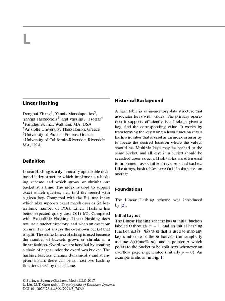 Linear Hashing: Historical Background | PDF | Database Index | Algorithms