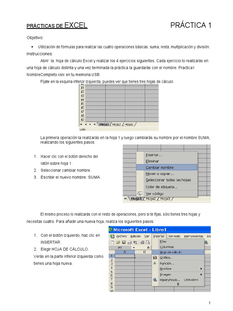 Practica 1 Excel | PDF | Hoja de cálculo | Microsoft Excel