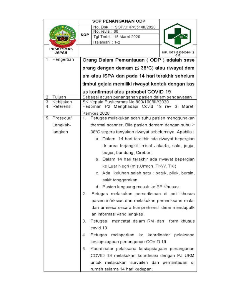 Sop Penanganan Odp | PDF