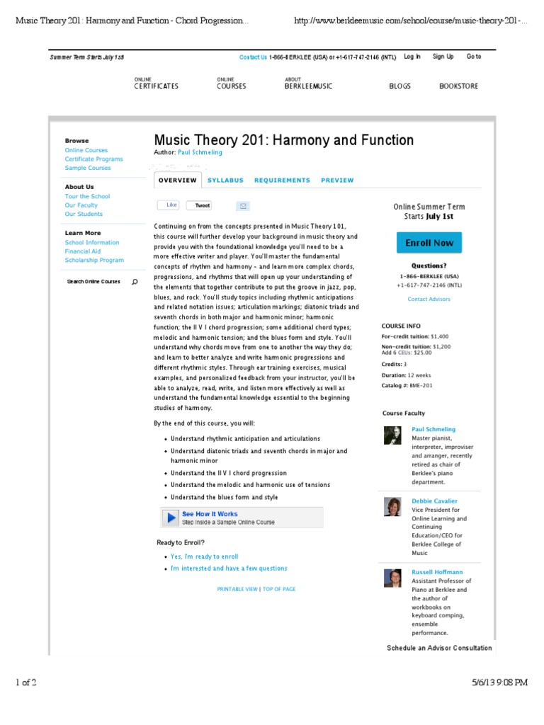 Music Theory 201: Harmony and Function - Chord Progressions, Music ...