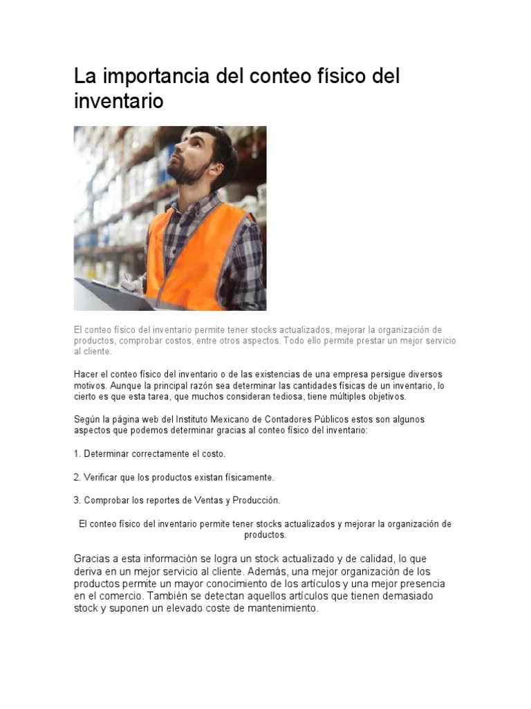 La Importancia Del Conteo Físico Del Inventario | PDF | Inventario ...