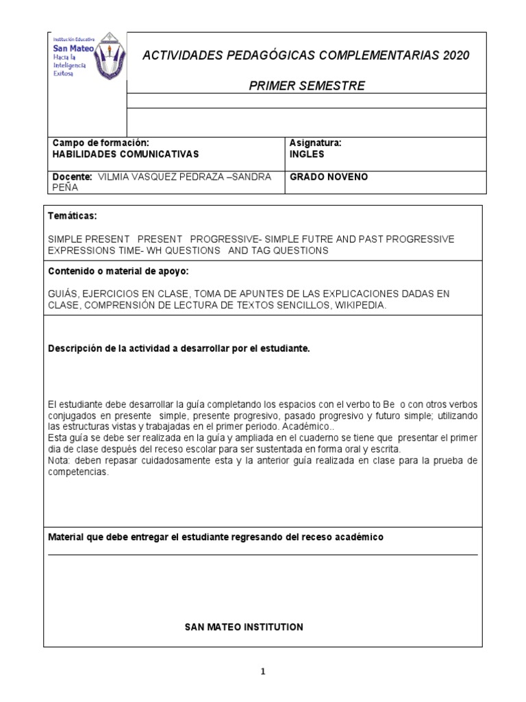 Guia Noveno Ultima Iperiodo 2020 | PDF | Linguistic Morphology ...