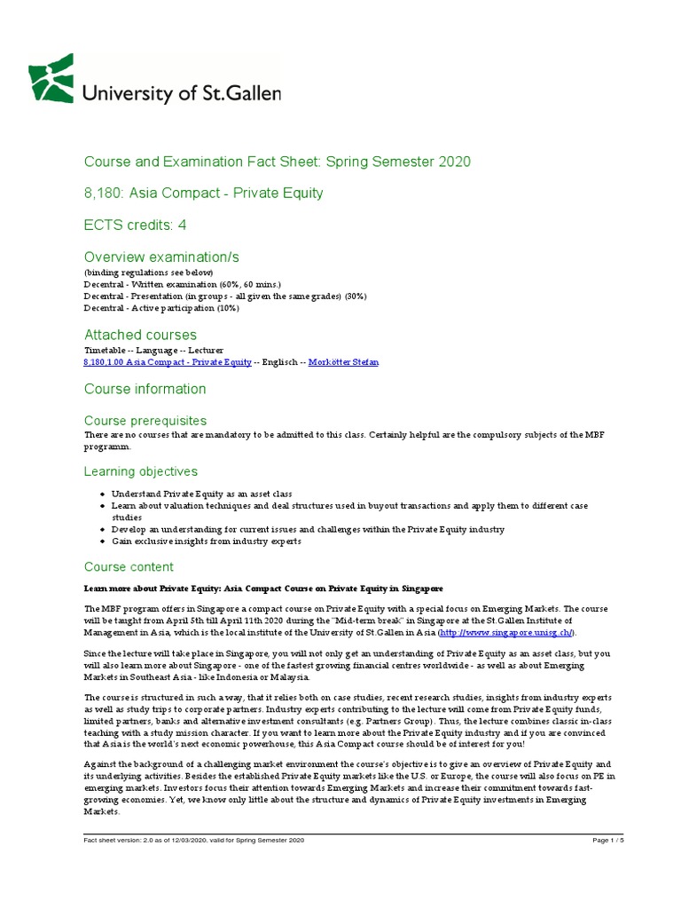 Course and Examination Fact Sheet: Spring Semester 2020 8,180: Asia ...