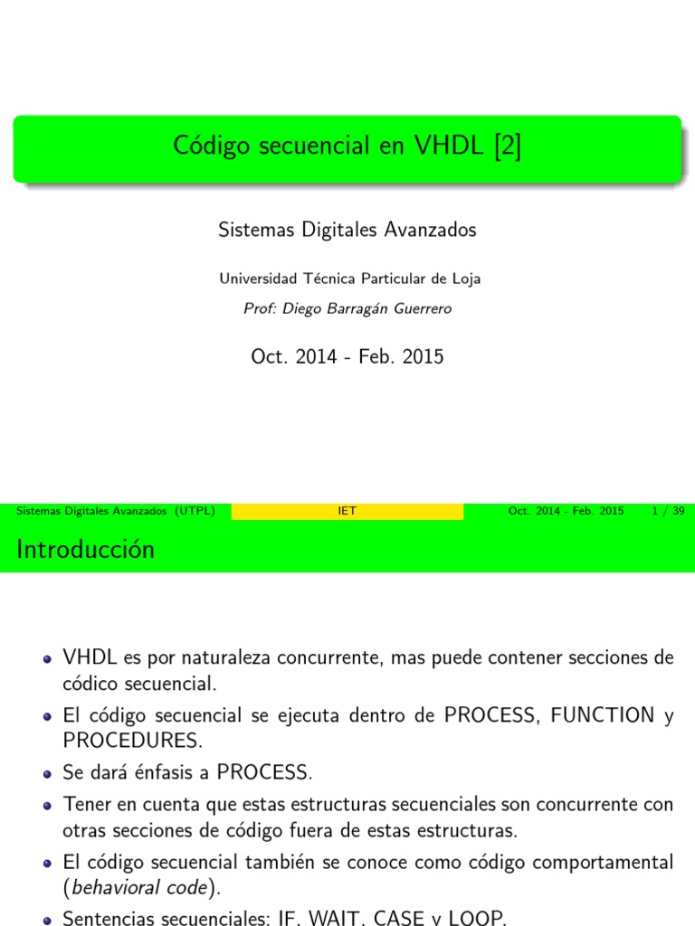 Clase - 6 - Código Secuencial en VHDL | PDF | Vhdl | Clases de computadoras