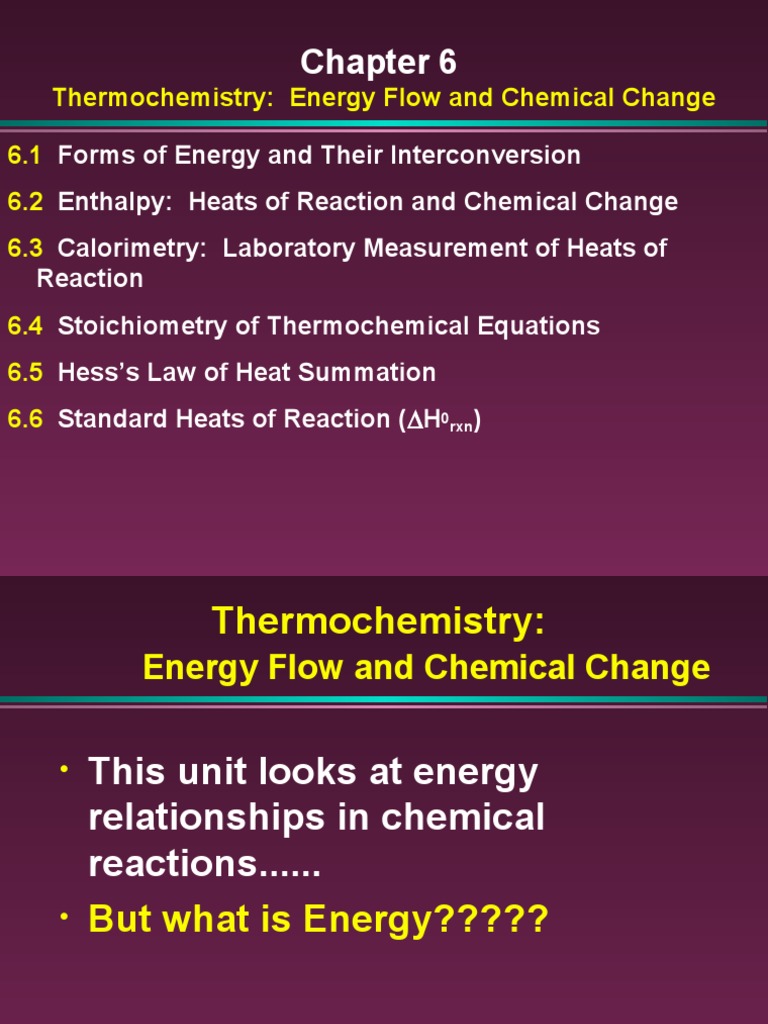 Chapter 6 Thermochemistry Energy Flow and Chemical Change 61 Forms of ...