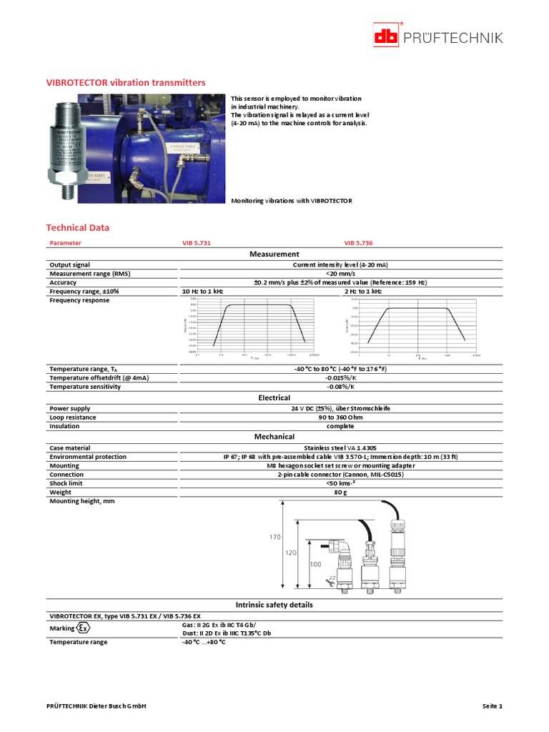 VIBROTECTOR Vibration Transmitters: Measurement | PDF | Electrical Connector | Hertz