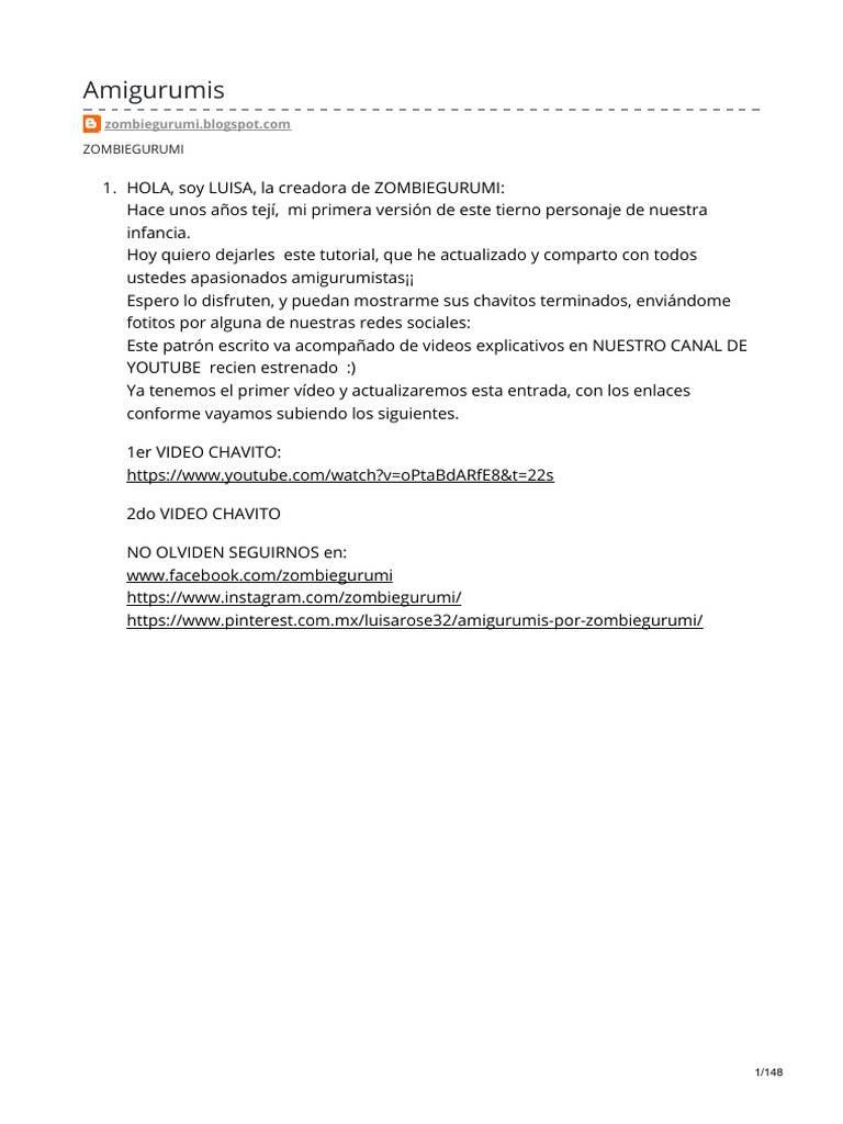 Amigurumi Chavito | PDF | Color | Pelo