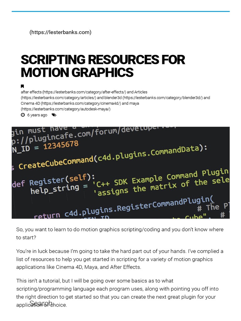 Scripting Resources For Motion Graphics | PDF | Scripting Language ...