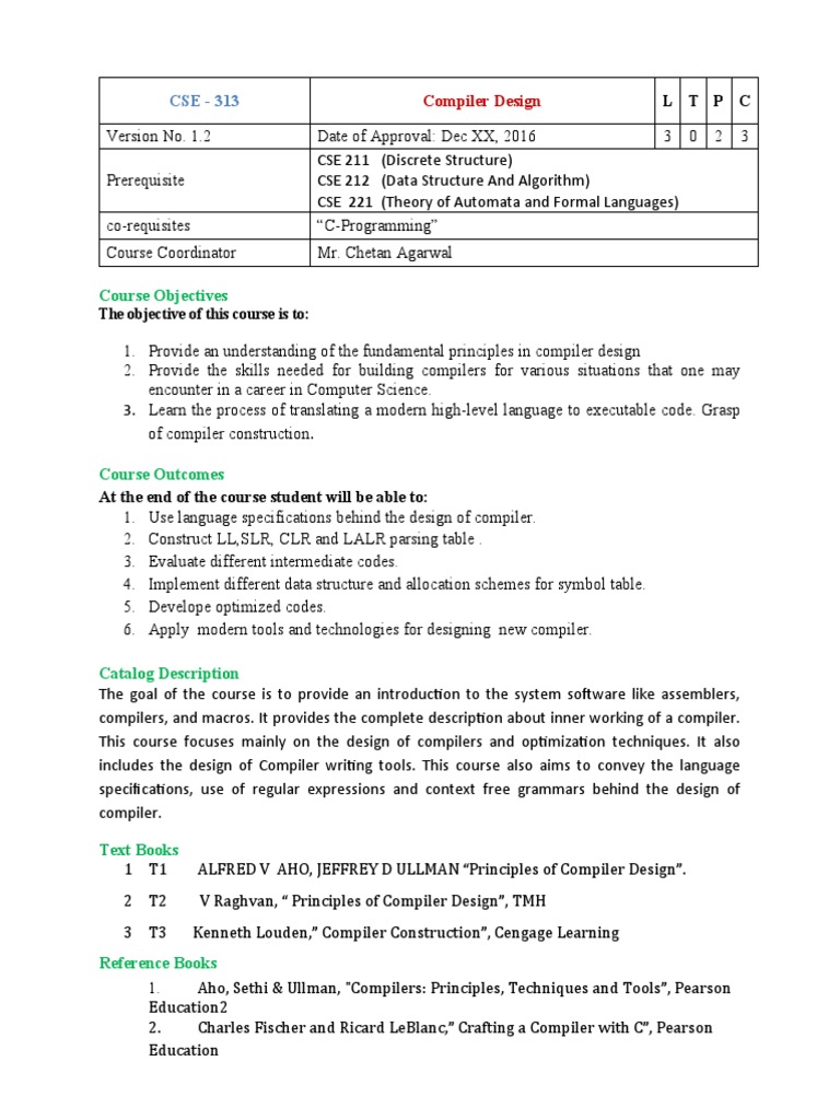 Course Objectives: The Objective of This Course Is To | PDF | Parsing | Compiler