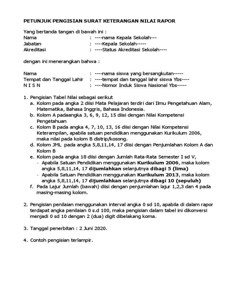 Contoh Raport SMP | PDF