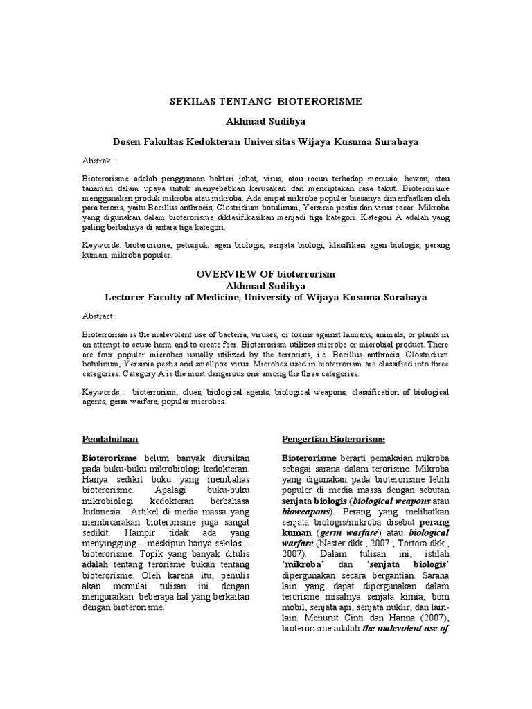 Sekilas Tentang Bioterorisme | PDF