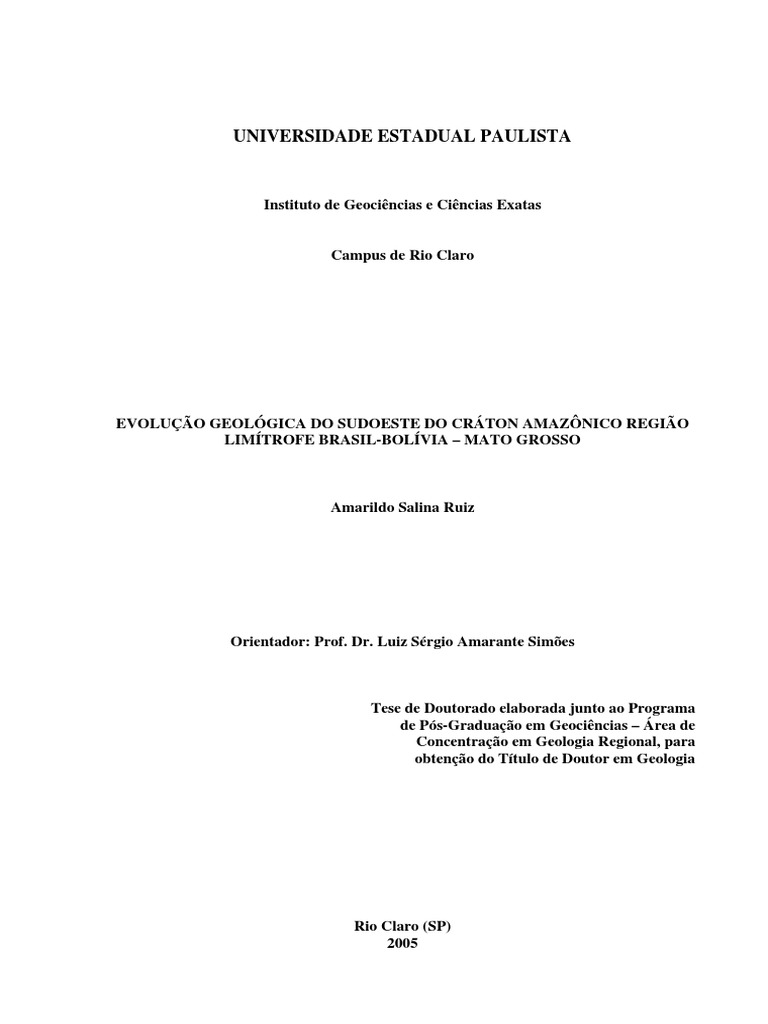 Evolucao Do Craton Amazonico | PDF | Geologia | Tectônica