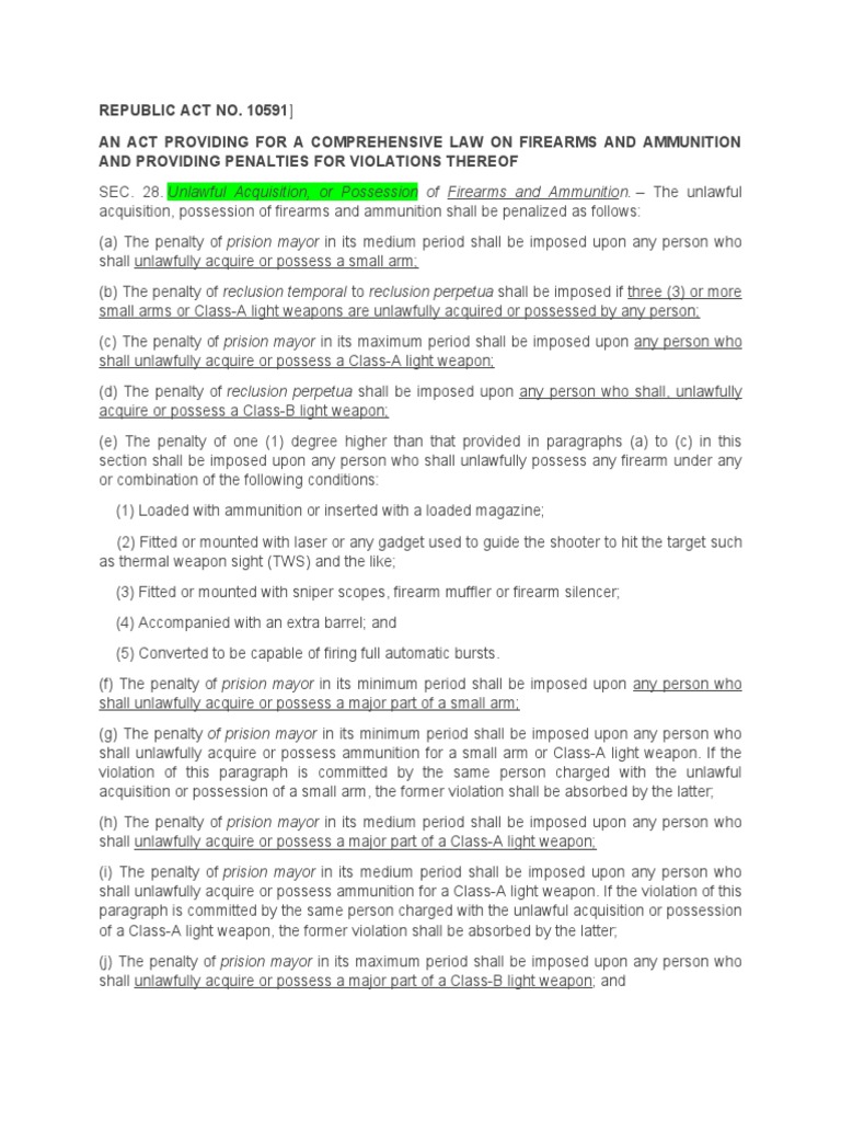 Ra 10591 | PDF | Firearms | Crime & Violence