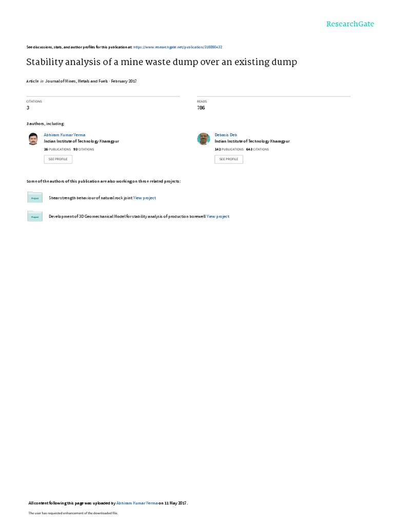 Mine Waste Dump Stability Analysis | PDF | Natural Materials | Materials